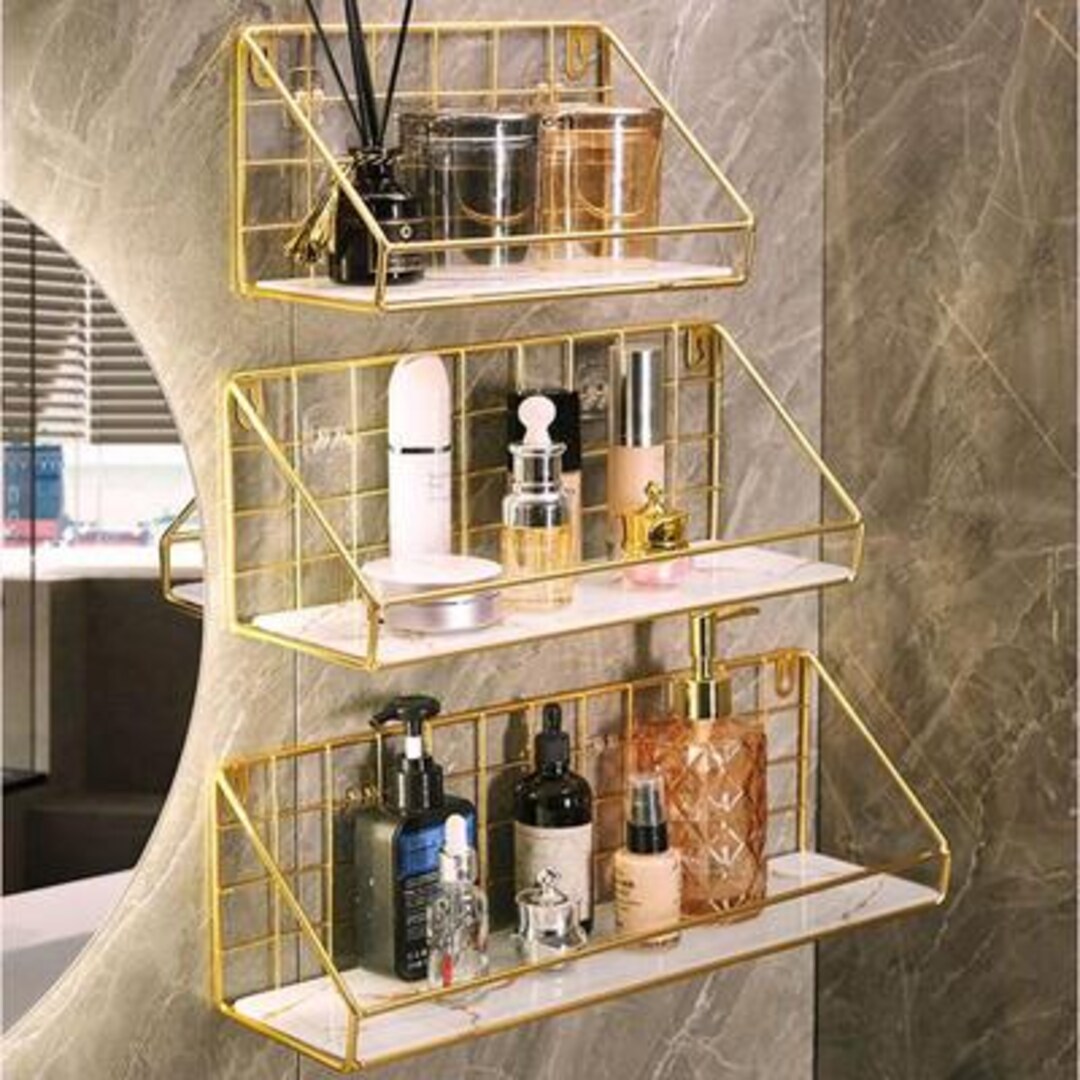 Gold Metal Bathroom Wall Shelf Shampoo Storage Rack - Etsy