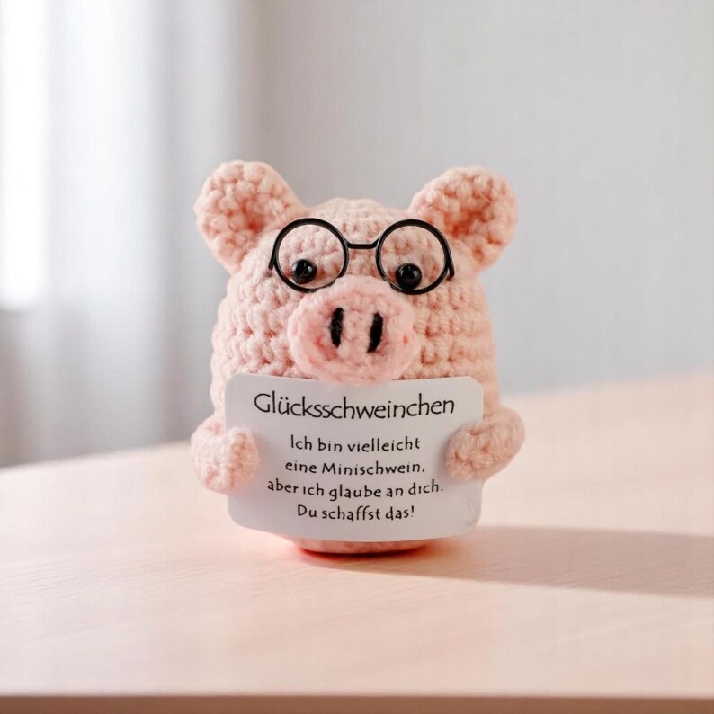 Family Pig Doll Crochet With Card, Knitted Emotional Support Pig Doll ...