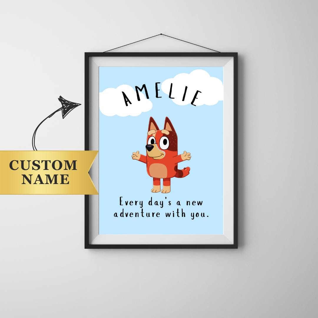 Chilli Heeler Mum Bluey Poster Wall Art Custom Name Personalised Gift ...