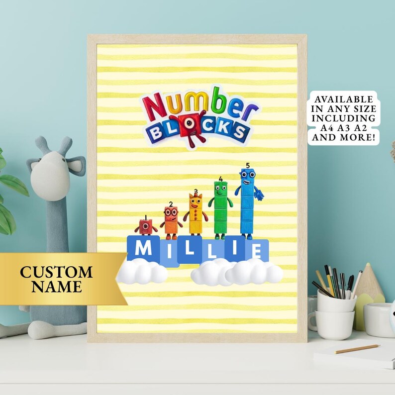Personalised Numberblocks Poster for Kids Number Blocks Custom Name - Etsy