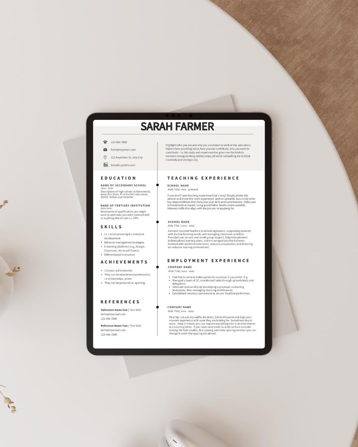 Teacher Resume Template Easy Edit - Etsy