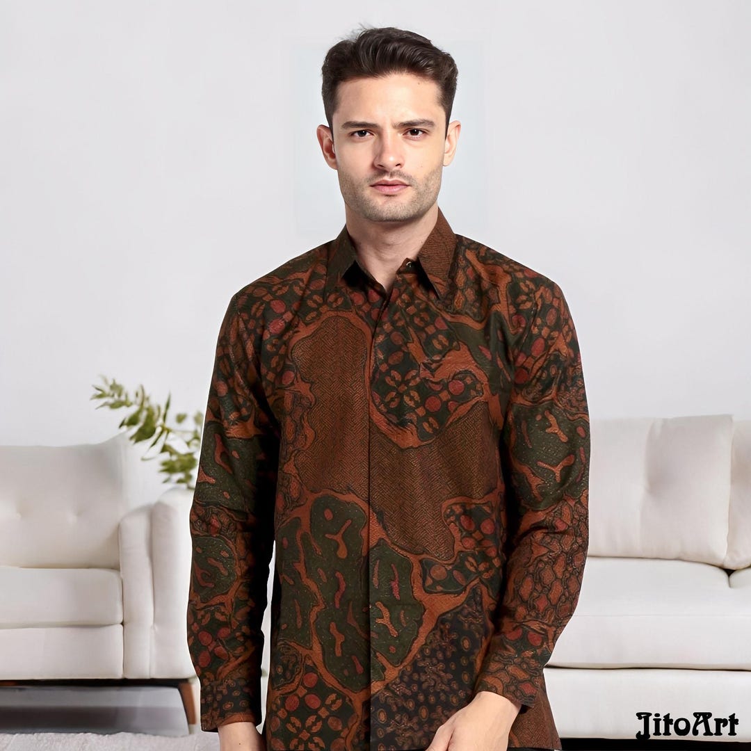 Tosca Jahe Gribik Batik Long-sleeve Dobby Statement,men Batik,batik,men ...