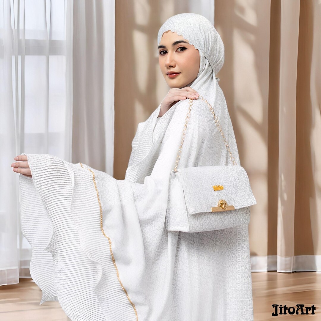 Nayla Jumbo Plisket 2in1 Premium Silk Mukena Santorini Wave Design ...