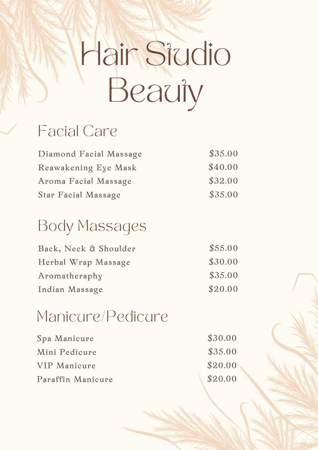 Salon Price List Template: Sleek, Modern, and Customizable (canva ...