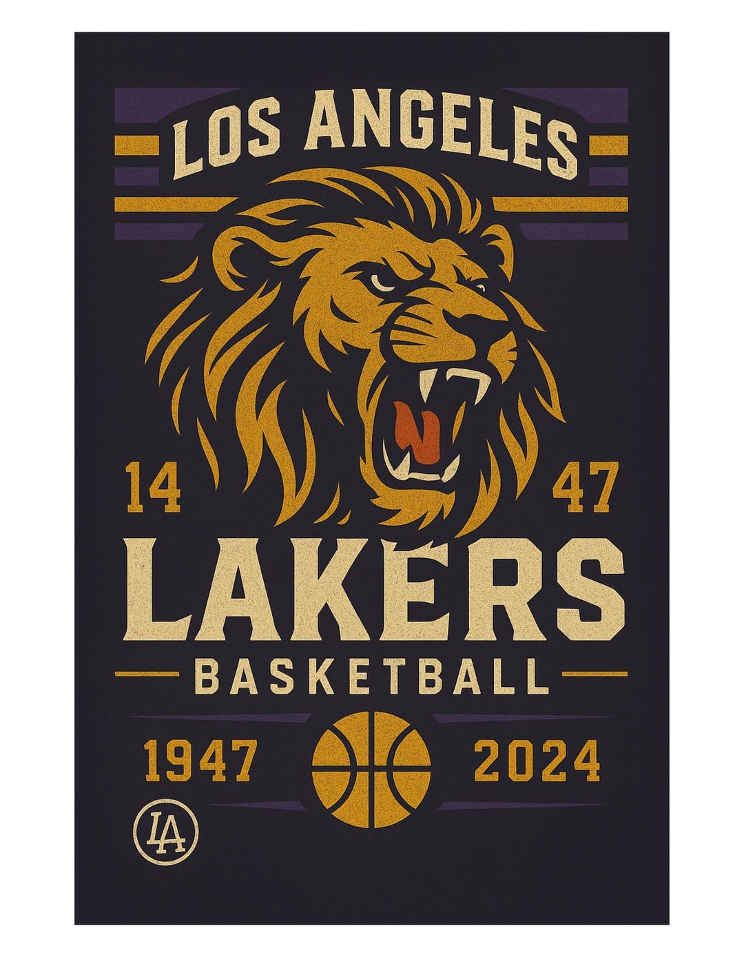 Vintage Los Angeles Lakers Poster: Retro Basketball Art (digital ...