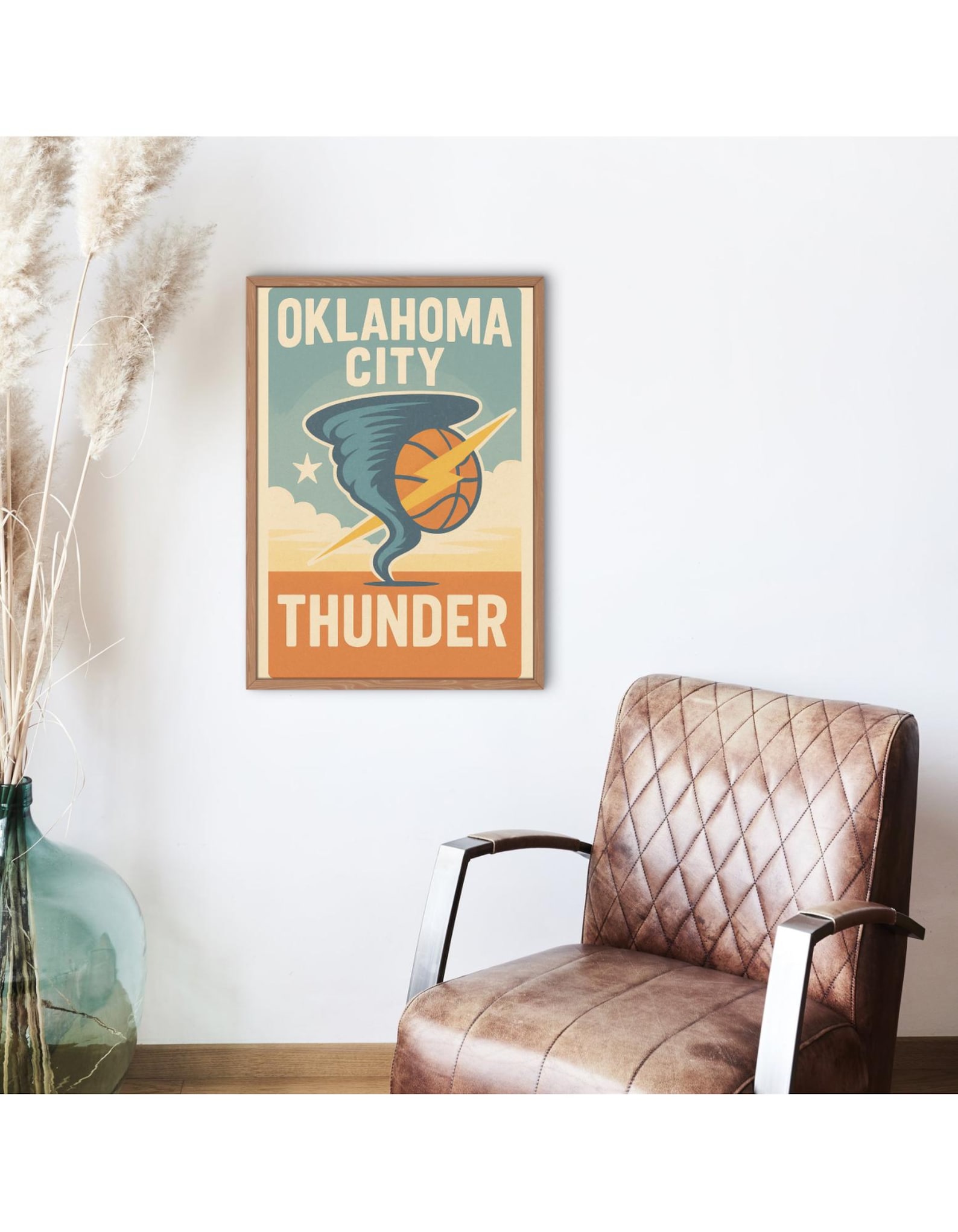 Vintage Oklahoma City Thunder Basketball Poster | Retro Nba Wall Art ...