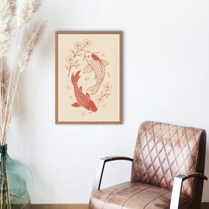 Koi Fish With Lotus Flower – Japanese Water Garden Art – Digital Print ...