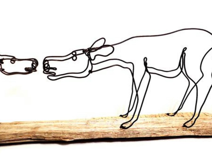 Cow Moose and Calf Wire Sculpture-205352042 - Etsy