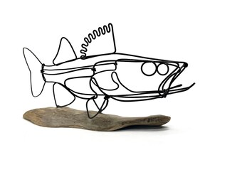 Keeper Bass Sculpture, Fish Wire Art With a Minimal Design, Wire Art - Etsy