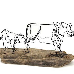 Cow and Calf Wire Sculpture Cow Wire Art Minimal Farmhouse - Etsy