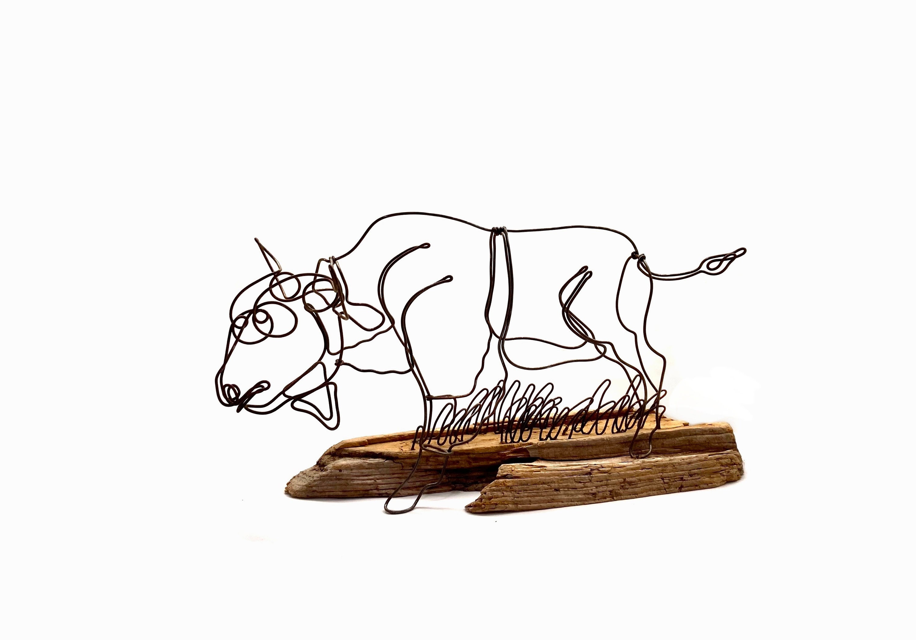 Buffalo Sculpture, Wire Art, Bison Art, One Continuous Line Sculpture ...