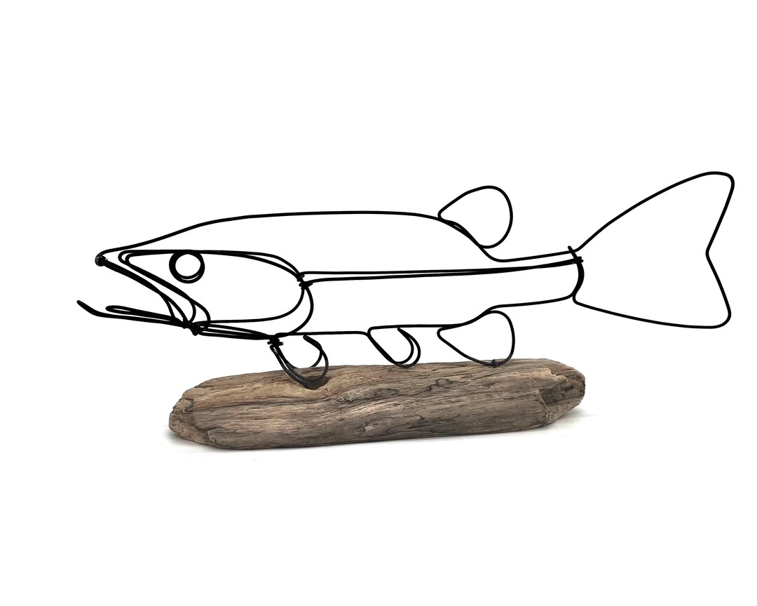 Muskie Sculpture, Wire Minimal Design, Fish Wire Art, Cabin and Home ...