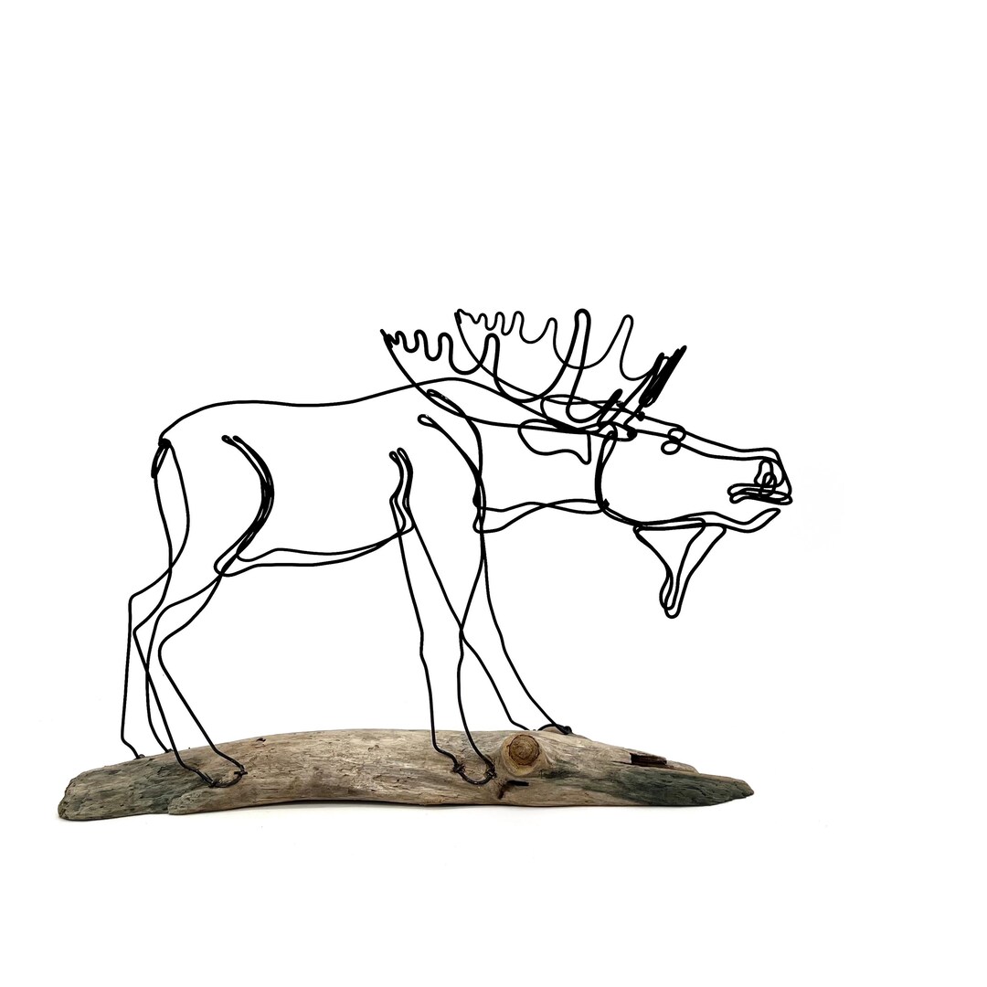 Moose Sculpture, Moose Wire Art, Bull Moose Home Decor, Minimalist Art ...