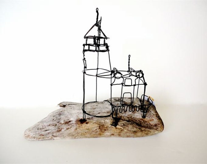 Lighthouse and Keepers House Wire Sculpture Reserved for Kathy - Etsy