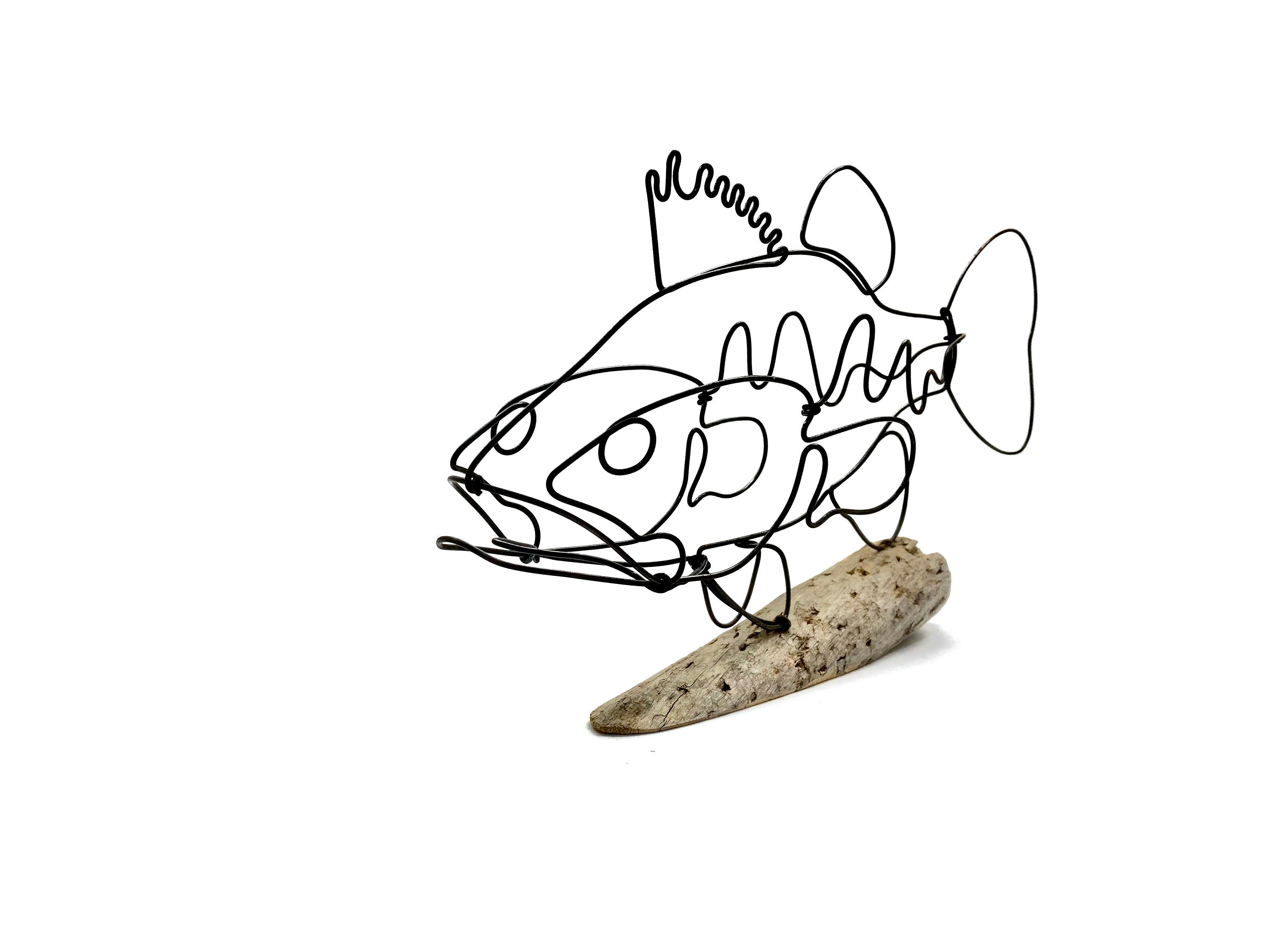 Bass Fish Sculpture, Fish Wire Art, Minimalist Design, Unique Gift ...