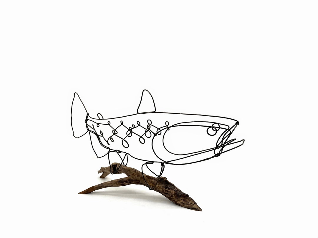 Trophy Trout Sculpture, Trout Wire Art, Minimal Wire Sculpture, Fly ...