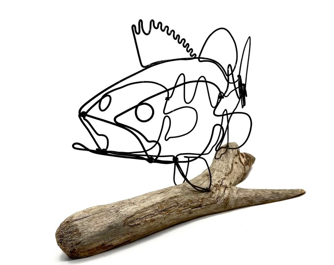 Keeper Bass Sculpture, Fish Wire Art With a Minimal Design, Wire Art - Etsy