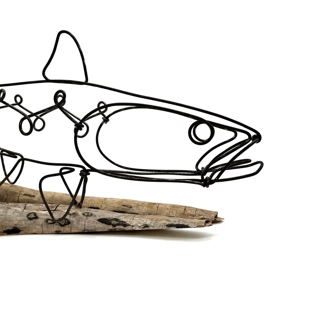 Keeper Trout Sculpture, Fish Wire Art, Minimal Wire Design, Fly Fisher ...
