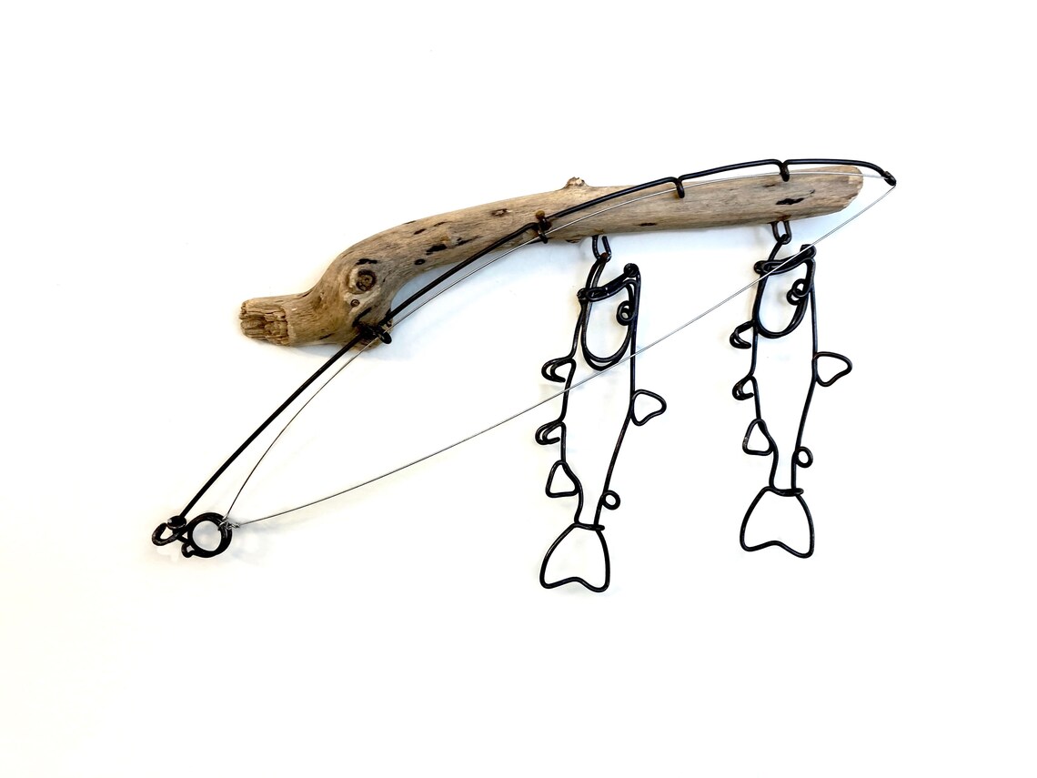 Trout Stringer and Fishing Rod Wall Art Trout Wire Sculpture | Etsy