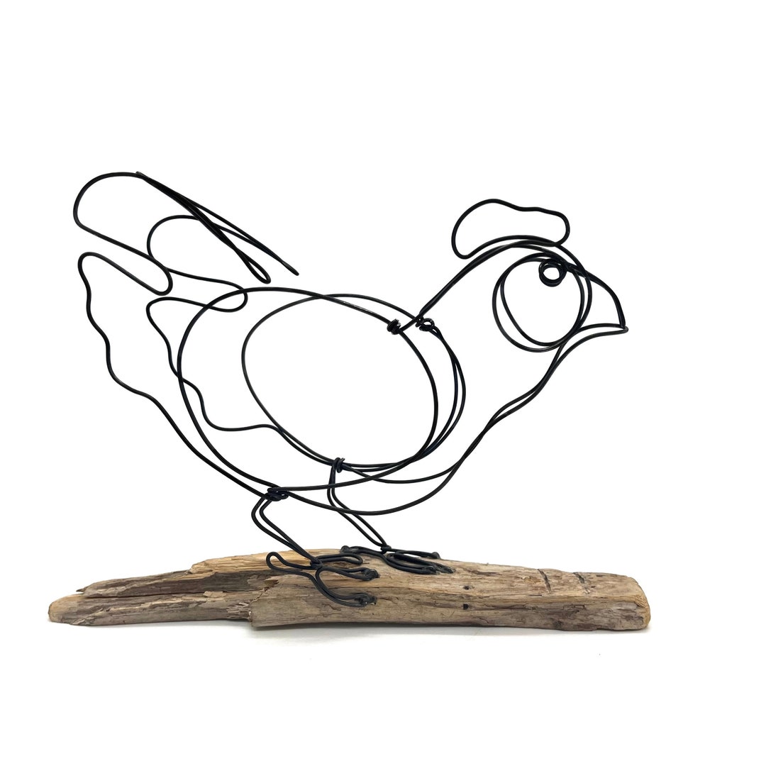 Hen Wire Sculpture, Chicken Wire Art, One Continuous Line Sculpture ...