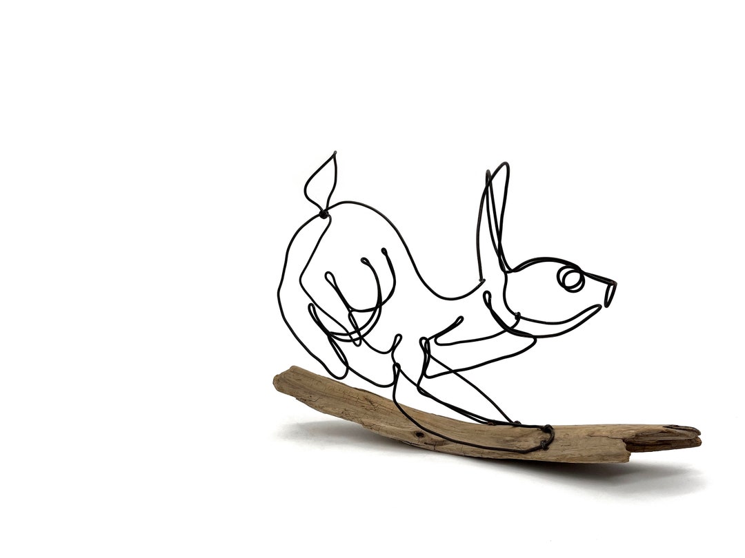 Running Rabbit Sculpture, Bunny Wire Art, 3D One Line Drawing ...