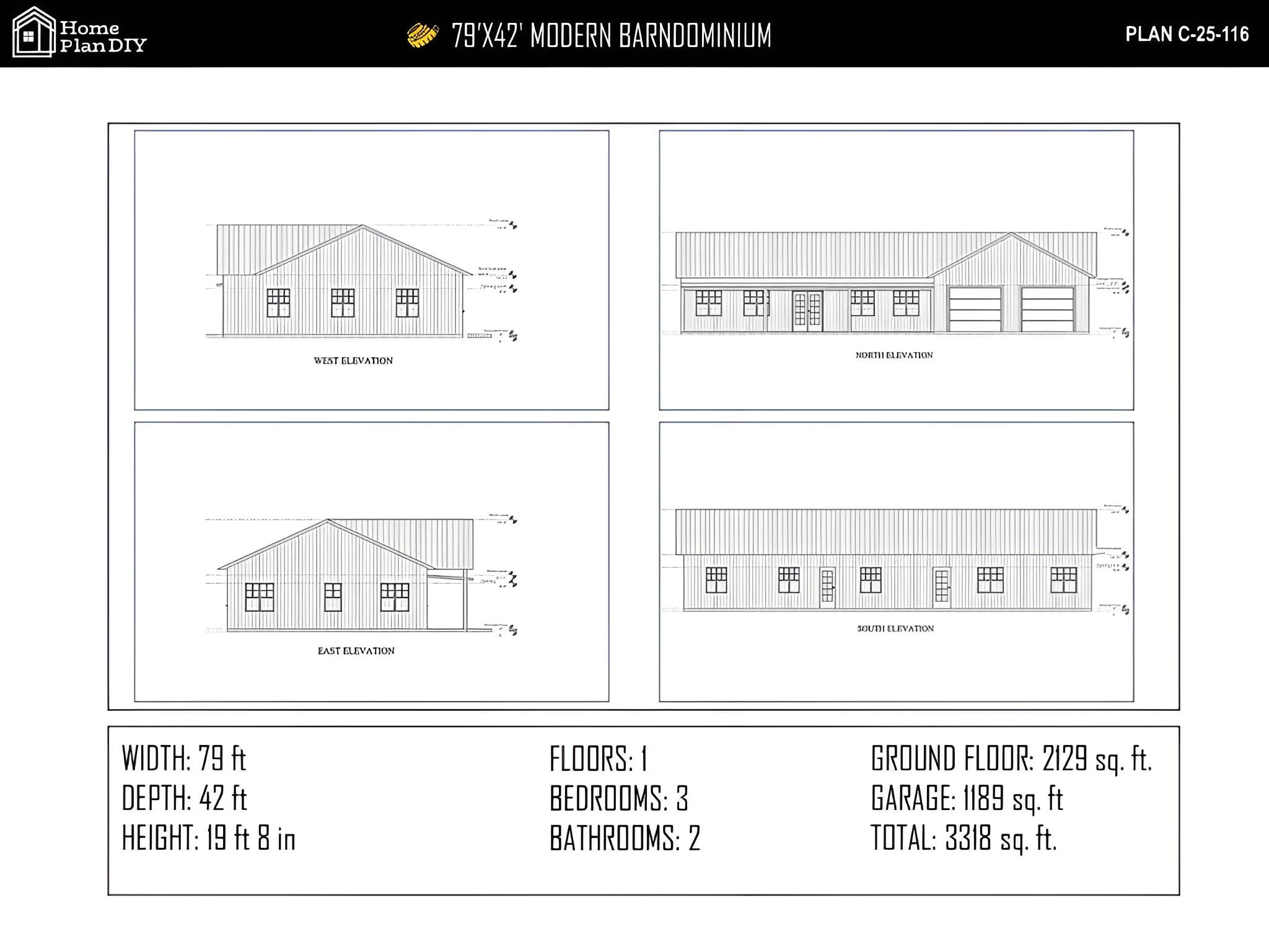 Modern Barndominium Floorplan With Garage and Loft: 79x42 Custom ...