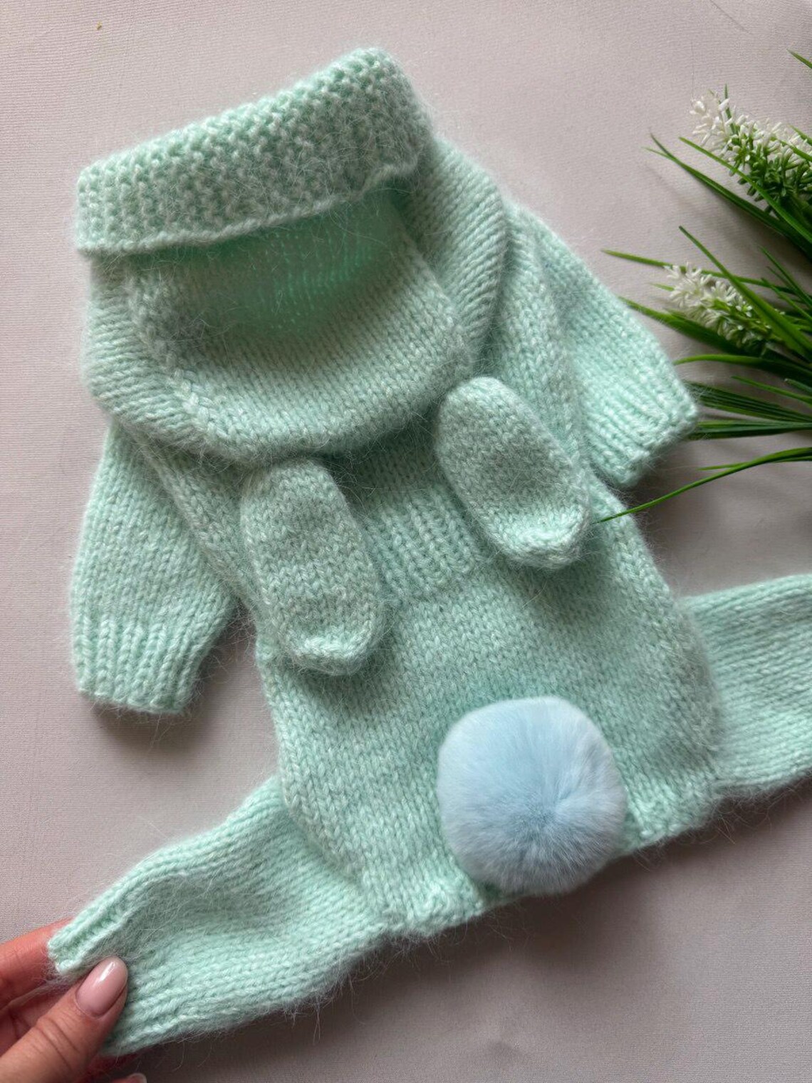 Bunny Jumpsuit Made of Angora Rabbit Down With a Hood and Tail - Etsy