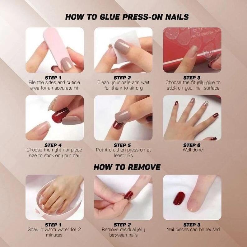 Cherry Bow Press on Nails, Girly Cute Handmade Nails Press On, Kawaii ...