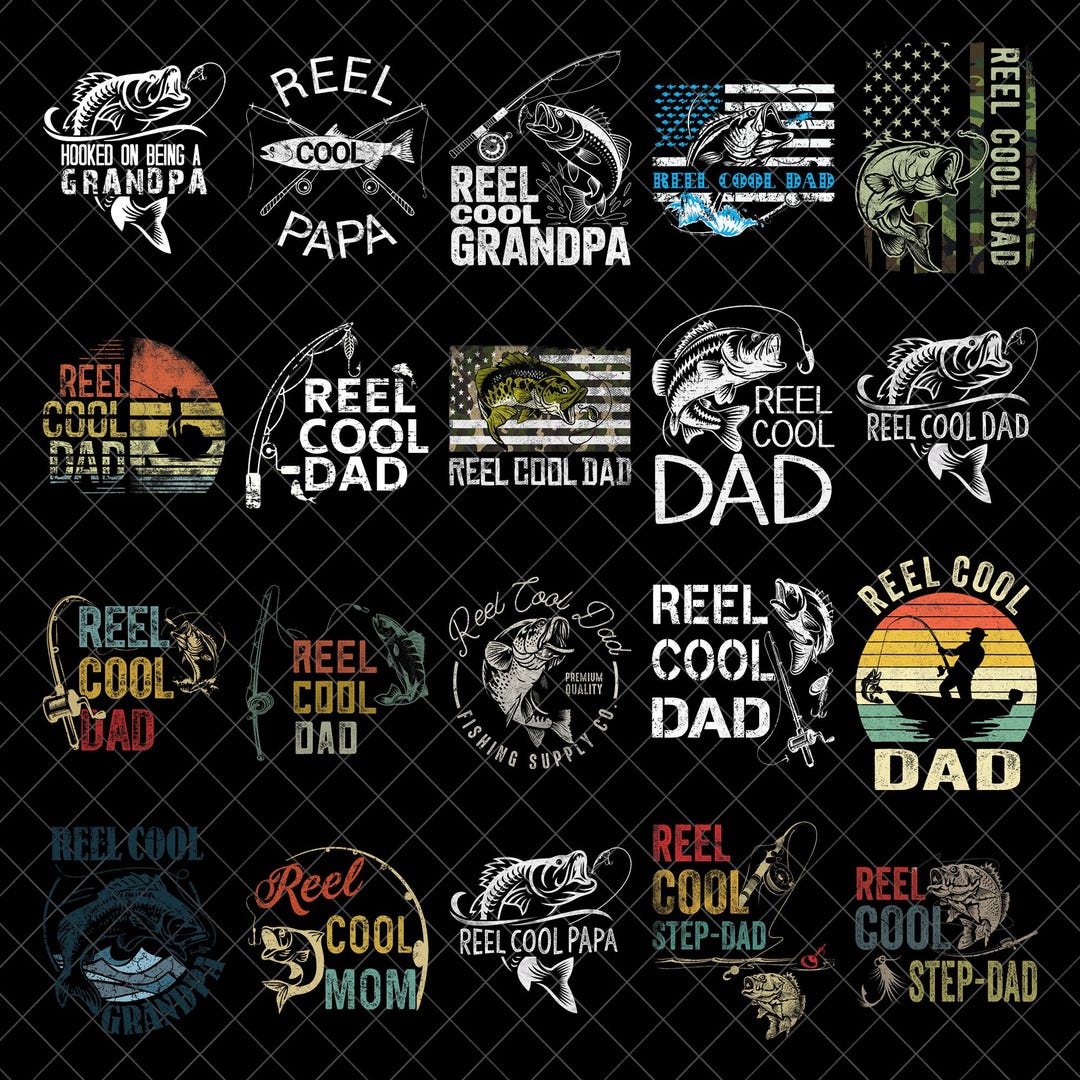 Retro Reel Cool Dad Png Bundle, Dad Fishing Png, Bass Dad Ever Png ...