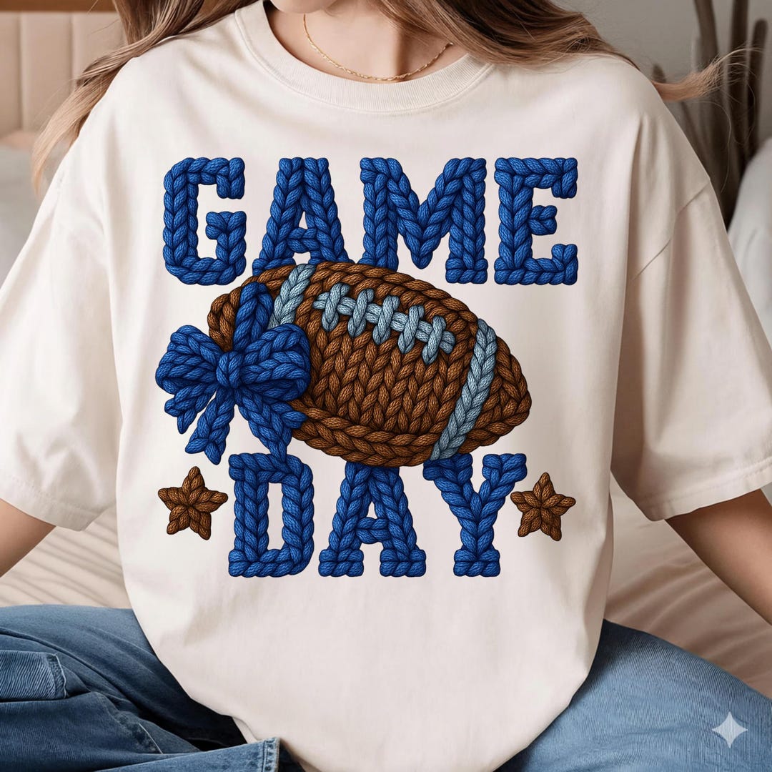 Game Day PNG, Latch Hook Yarn Faux Embroidery, Football Sublimation ...