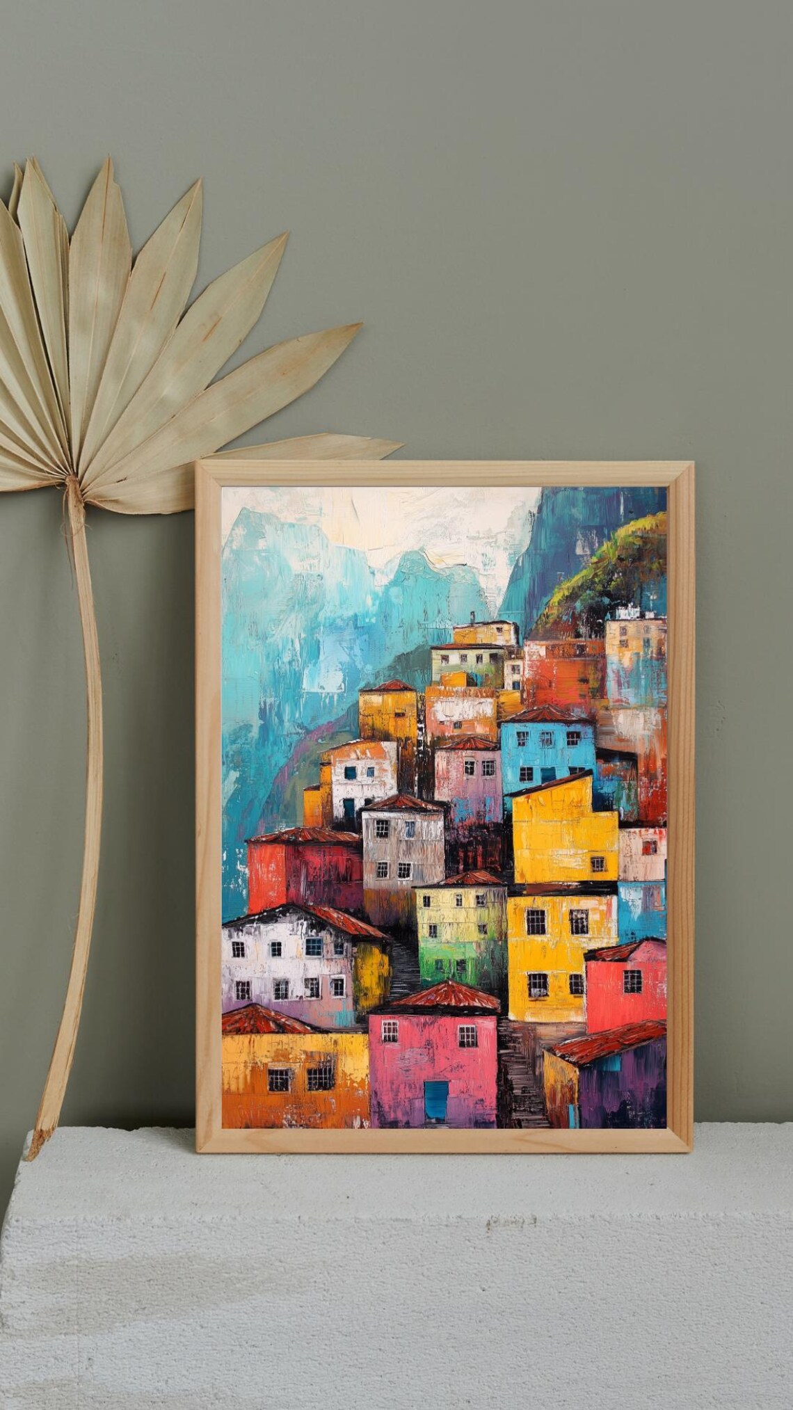 Colorful Favela Digital Art Print, Cityscape Inspired by Rio De Janeiro ...
