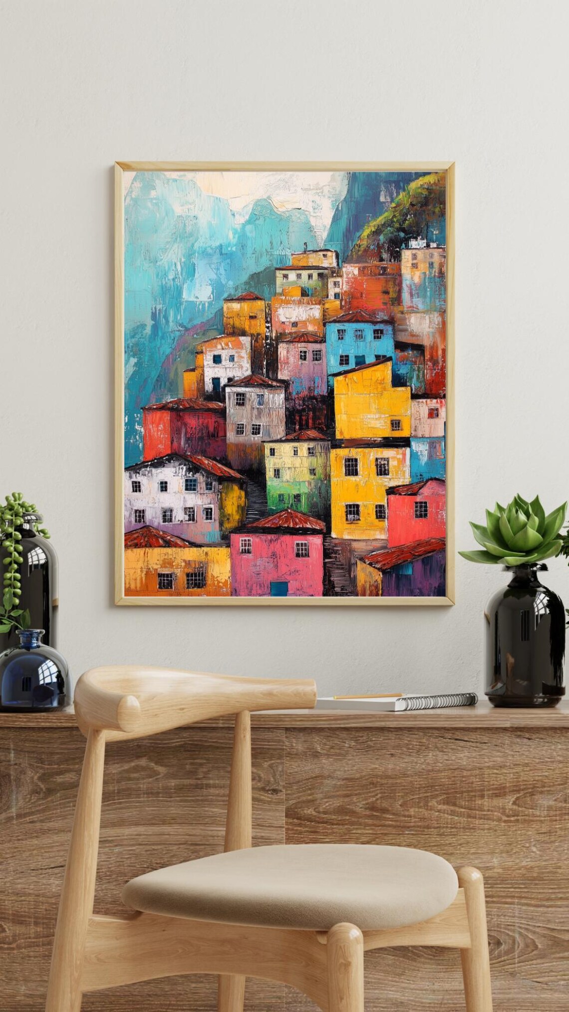 Colorful Favela Digital Art Print, Cityscape Inspired by Rio De Janeiro ...