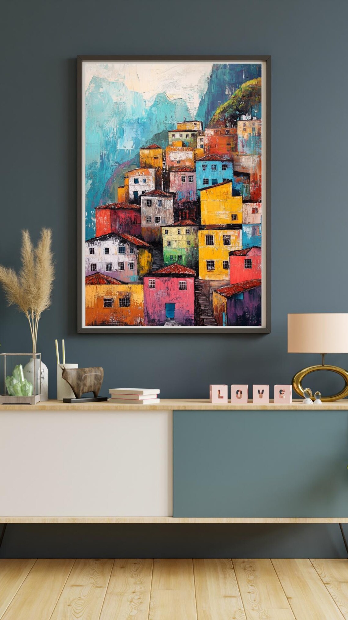 Colorful Favela Digital Art Print, Cityscape Inspired by Rio De Janeiro ...