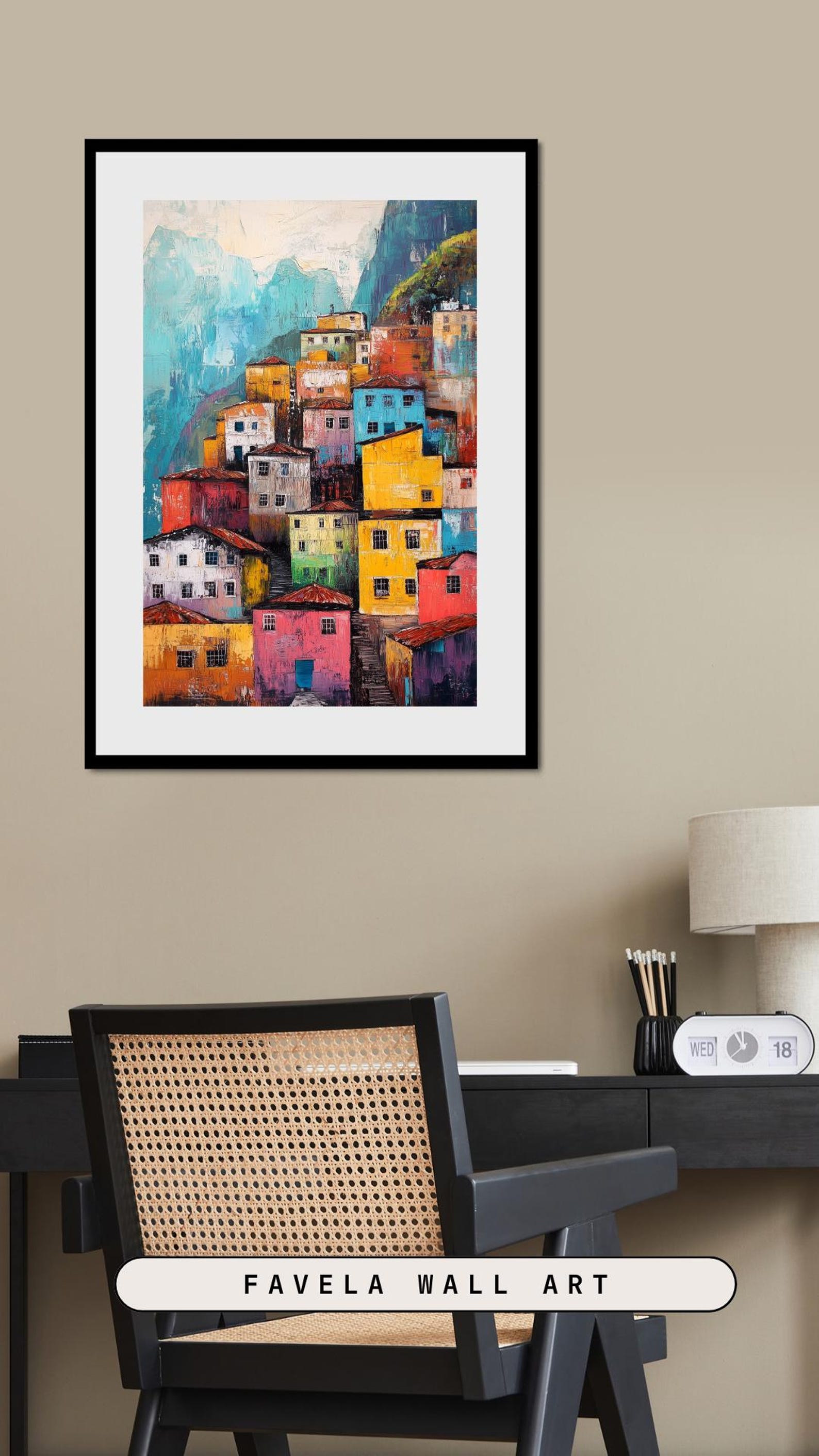 Colorful Favela Digital Art Print, Cityscape Inspired by Rio De Janeiro ...