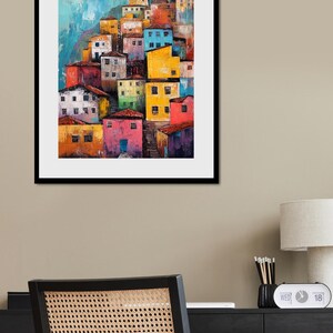 Colorful Favela Digital Art Print, Cityscape Inspired by Rio De Janeiro ...