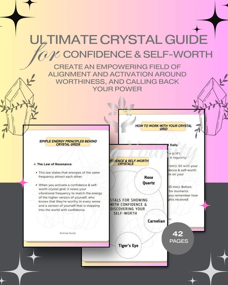 Crystal Grid Guide for Confidence & Self-worth | Self-love Worksheet ...