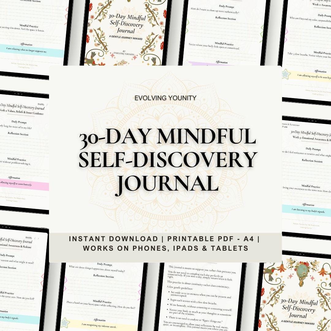 30-day Mindful Self-discovery Printable Journal | Daily Affirmation ...