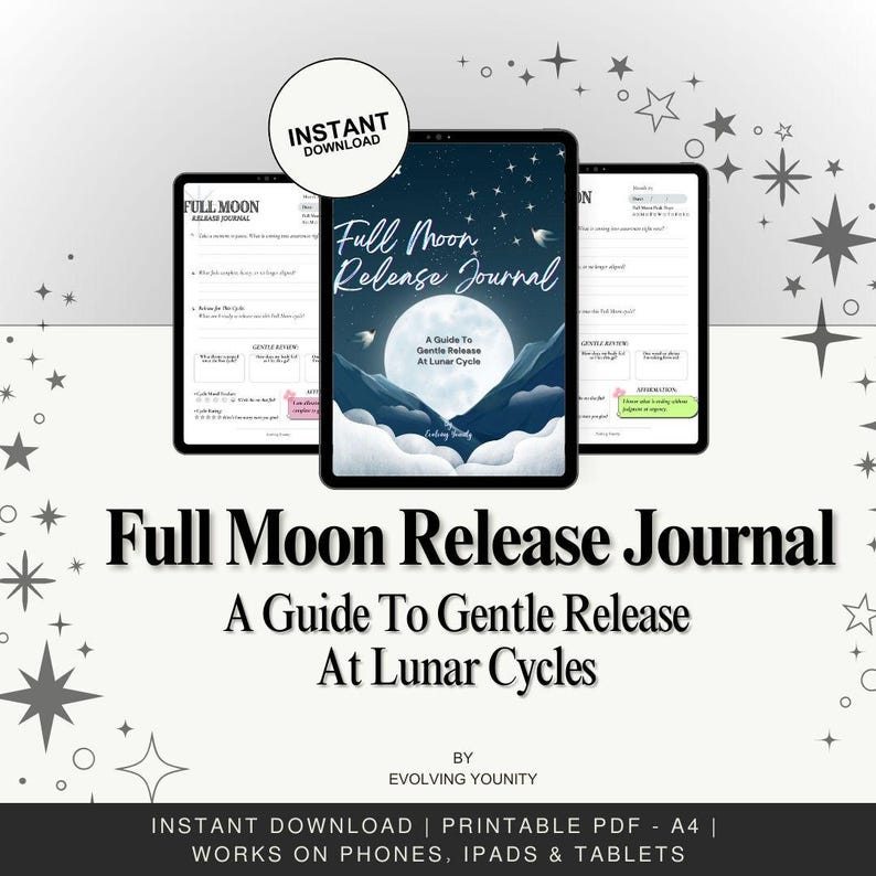 Full Moon Release Journal | Lunar Cycle Planner | Printable Digital PDF ...