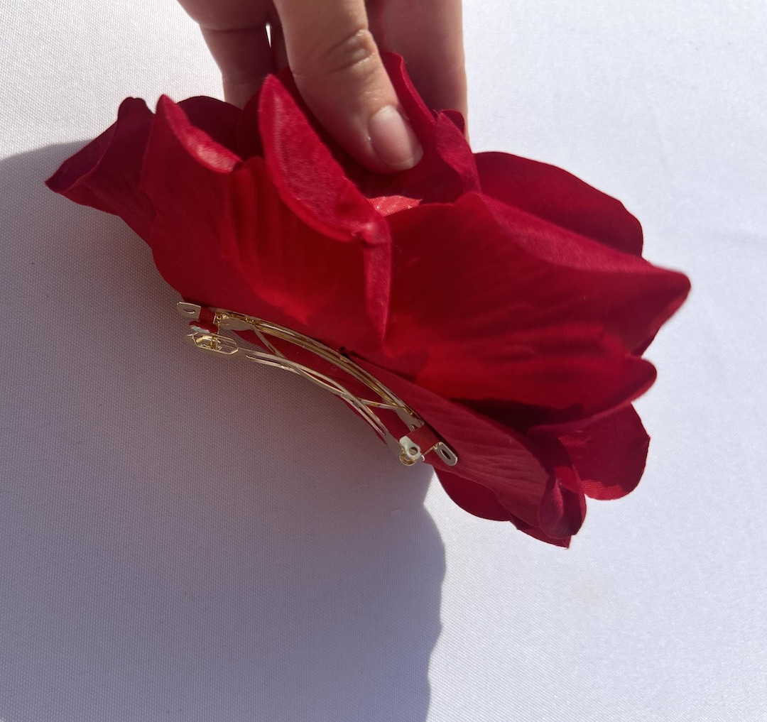Bright Red Rose Hair Clip, Red Rose Hair Clip, Rose Clip, Hair Clip ...