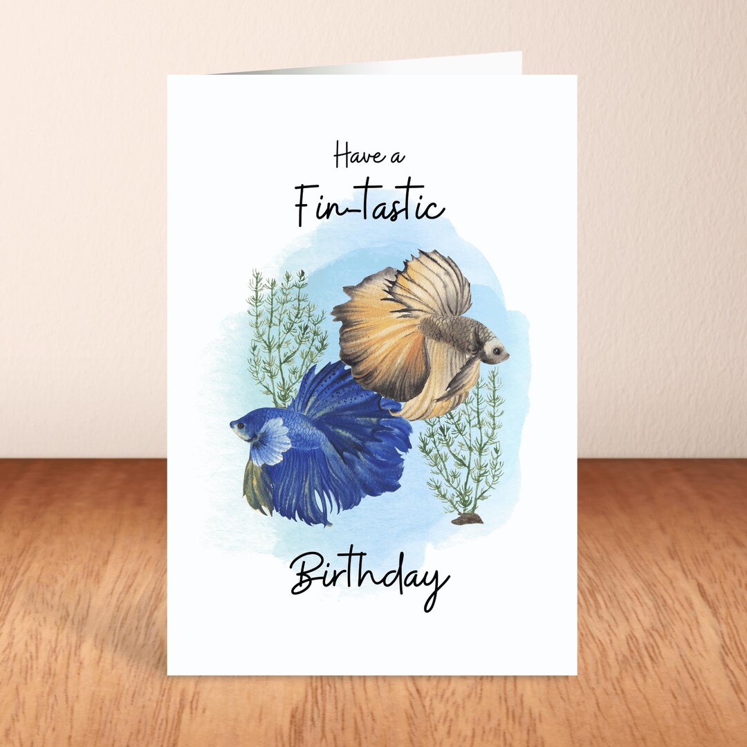 Have A Fin-tastic Birthday, Greeting Card, Birthday Card, Fish. - Etsy UK