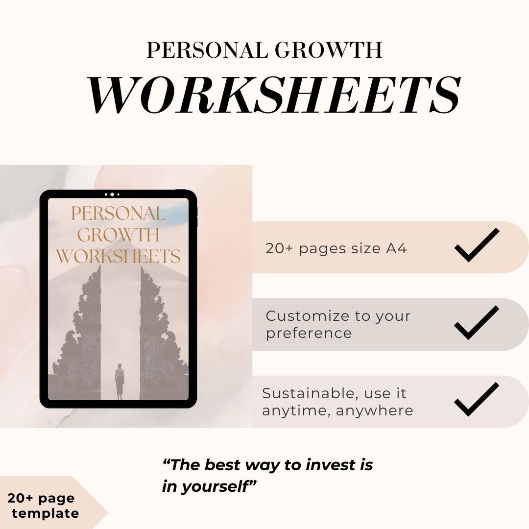 Personal Growth & Self-care Worksheets – 20+ Pages of Guided Templates ...