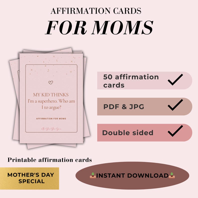 Mother's Day Affirmation Cards Printable – Funny & Uplifting Quotes for ...