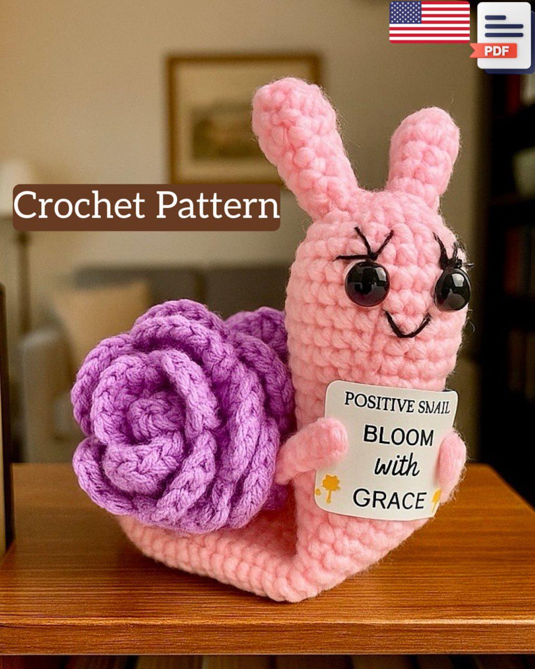 Christmas Crochet Snail Pattern, Cute Amigurumi Rose Snail PDF, Quick ...