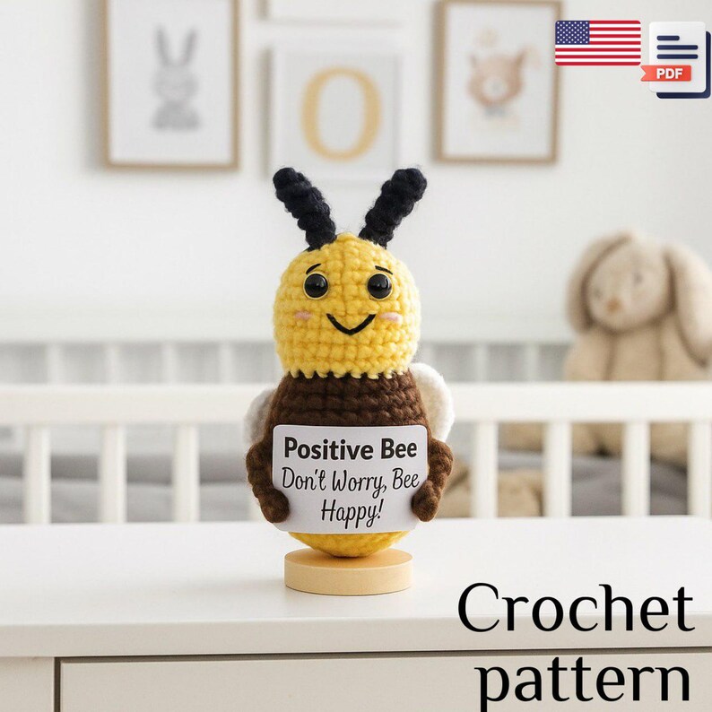 Positive Bee Crochet Pattern: Get Well Gift, Emotional Support Toy - Etsy
