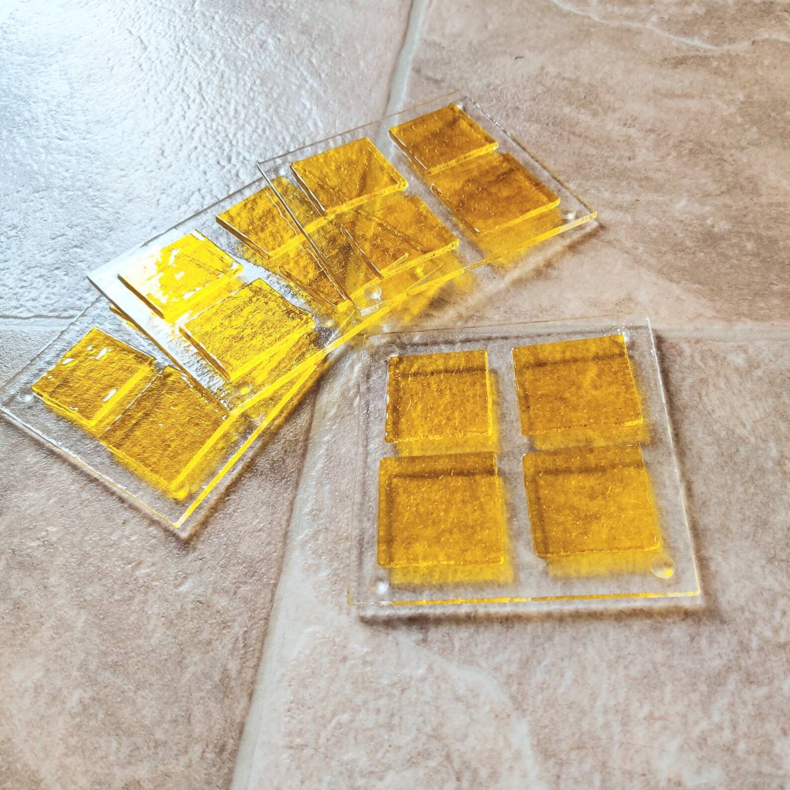 3D Raised Square Glass Coasters Multicoloured | Etsy