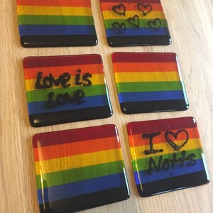 Gay Pride Rainbow Flag Handmade Glass Coaster. LGBTQ, Lesbian ...