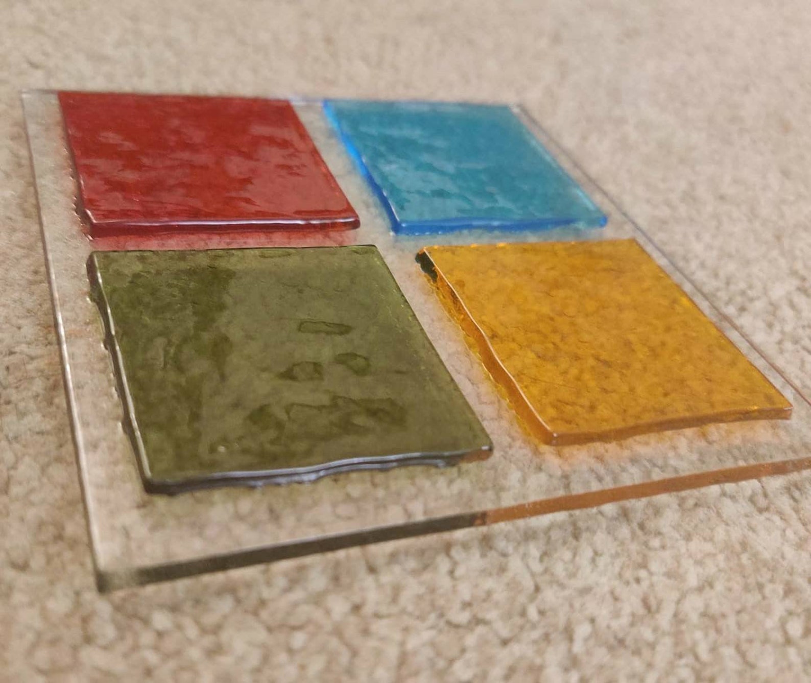3D Raised Square Glass Coasters Multicoloured | Etsy