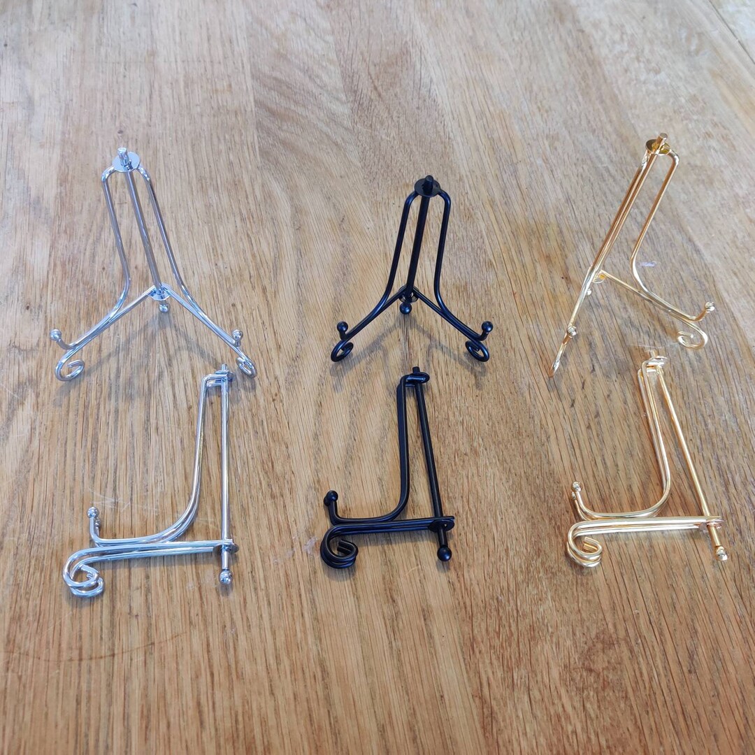 Coaster Sized Mini Display Stand, Fancy Black Metal, Frame, Folds Flat ...