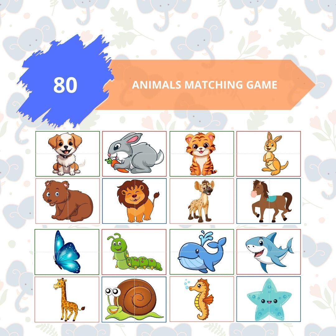 Animal Matching Game, Symmetry Cards, Toddler Matching Activity ...