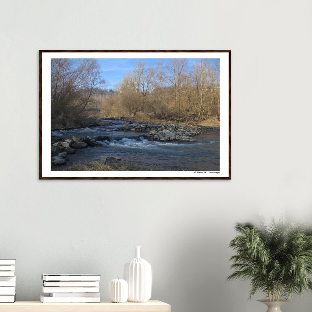 Nature Poster – River Landscape in Winter Light | Calming River Motif ...